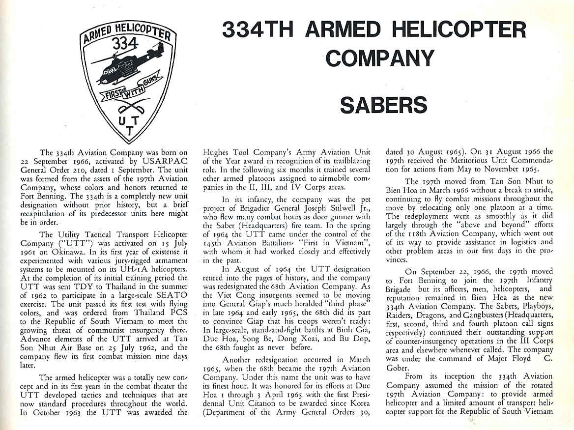 Vietnam Helicopter insignia and artifacts - 334th Armed Helicopter Company
